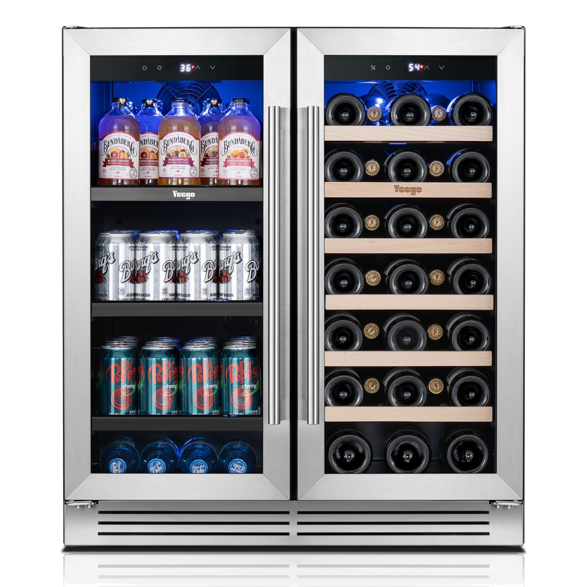 30-Inch French Door Dual Zone Wine Beverage Cooler | 33 Bottles & 80 ...